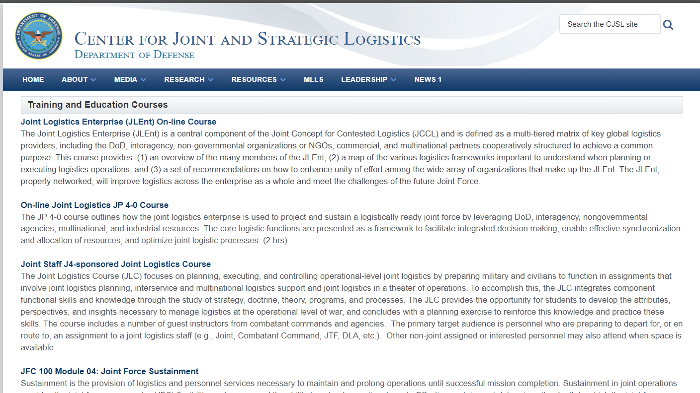 Center for Joint and Strategic Logistics > Home